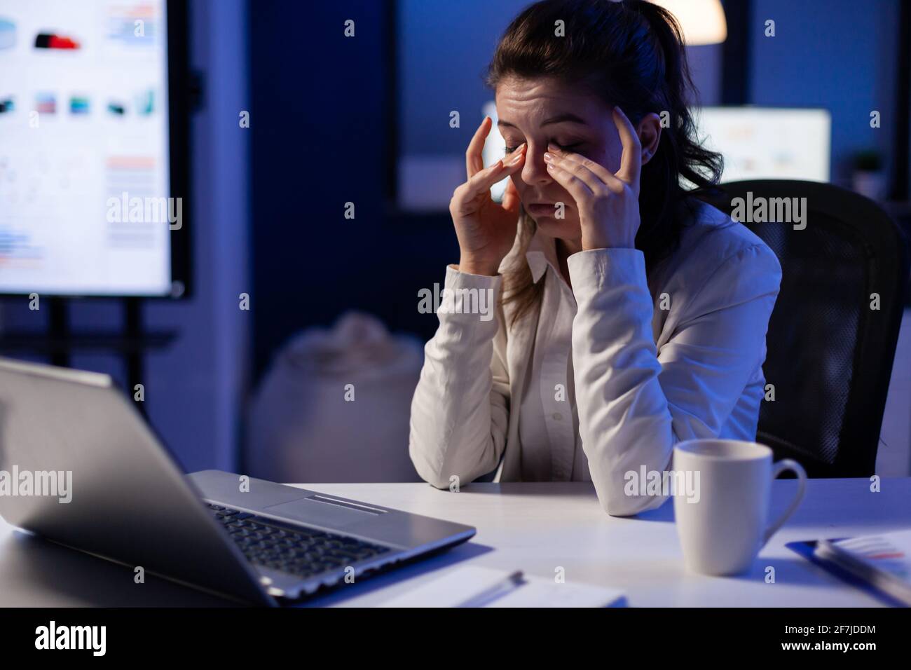 Businesswoman sleeping working accounting statistics hi-res stock ...