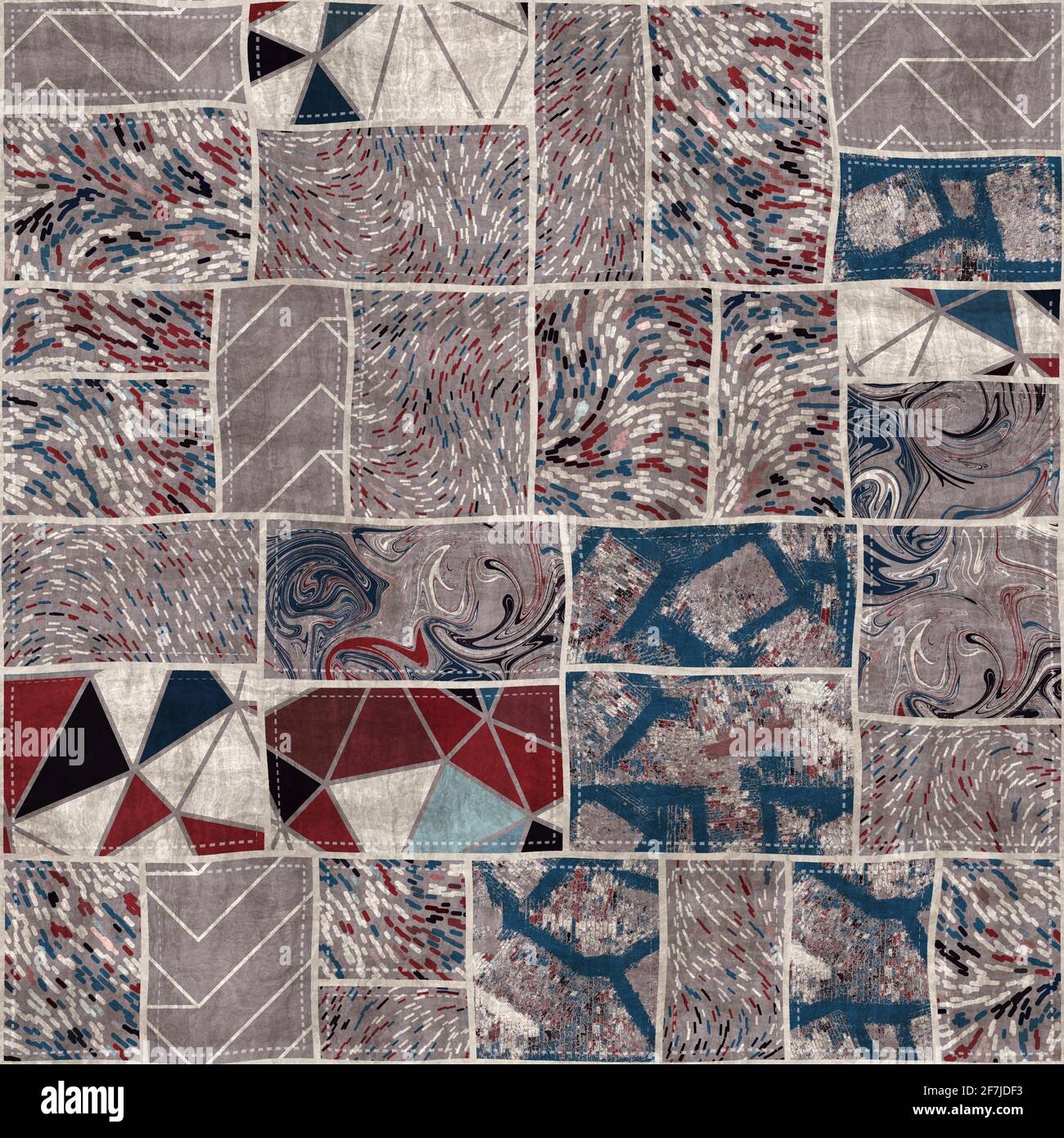 Seamless patchwork collage mix quilt pattern print Stock Photo - Alamy