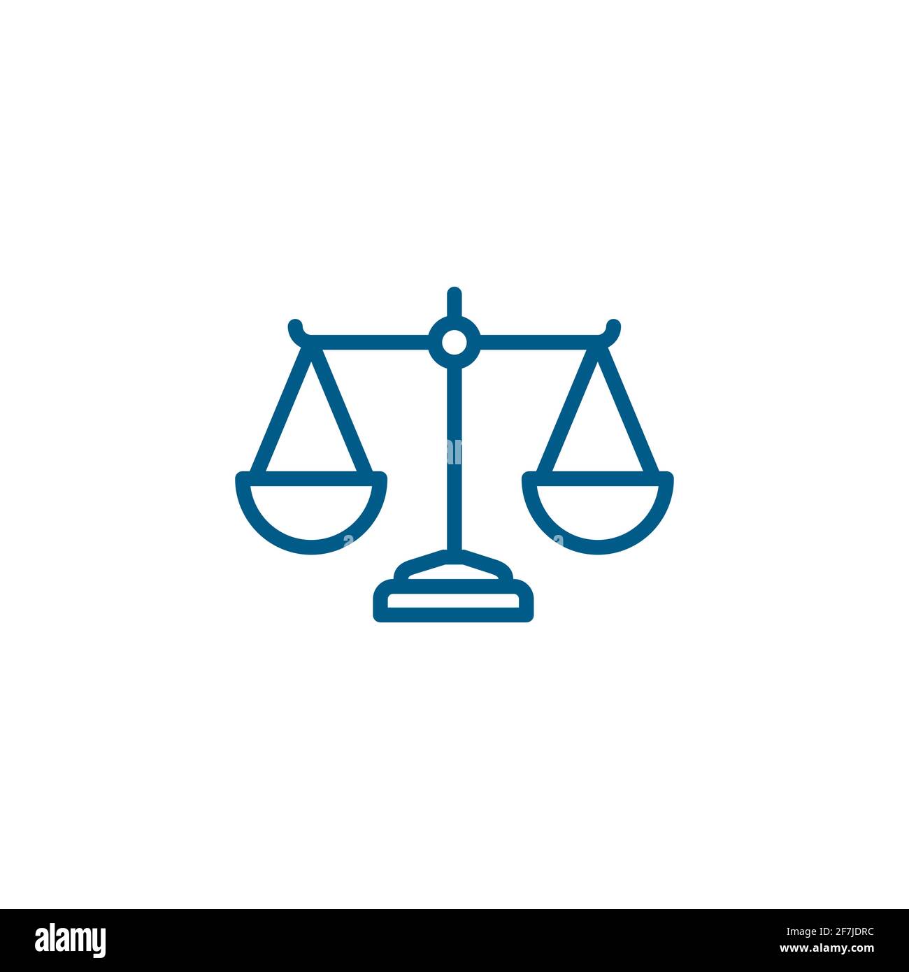 Justice Scales Line Blue Icon On White Background. Blue Flat Style ...