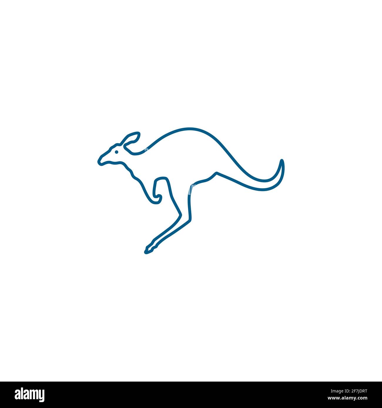 Kangaroo Line Blue Icon On White Background. Blue Flat Style Vector ...