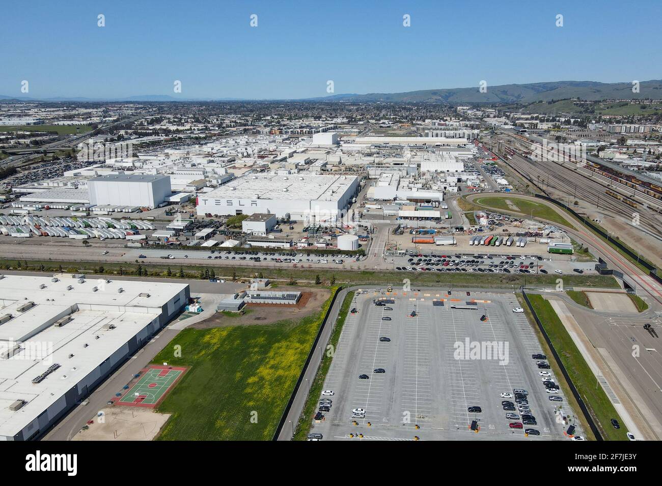 General overall view of Tesla headquarters and factory, Sunday, Mar 21 ...
