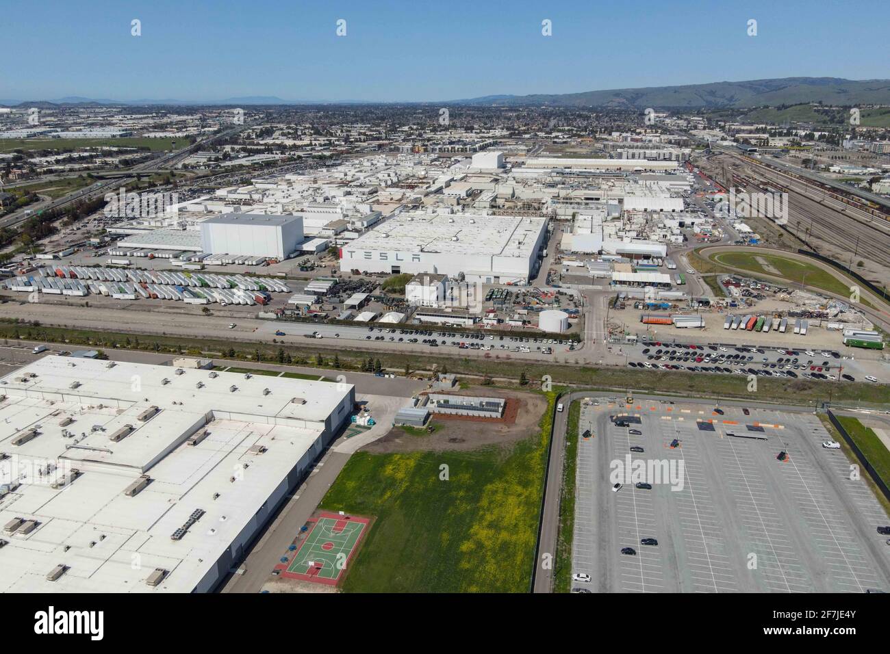 General overall view of Tesla headquarters and factory, Sunday, Mar 21 ...