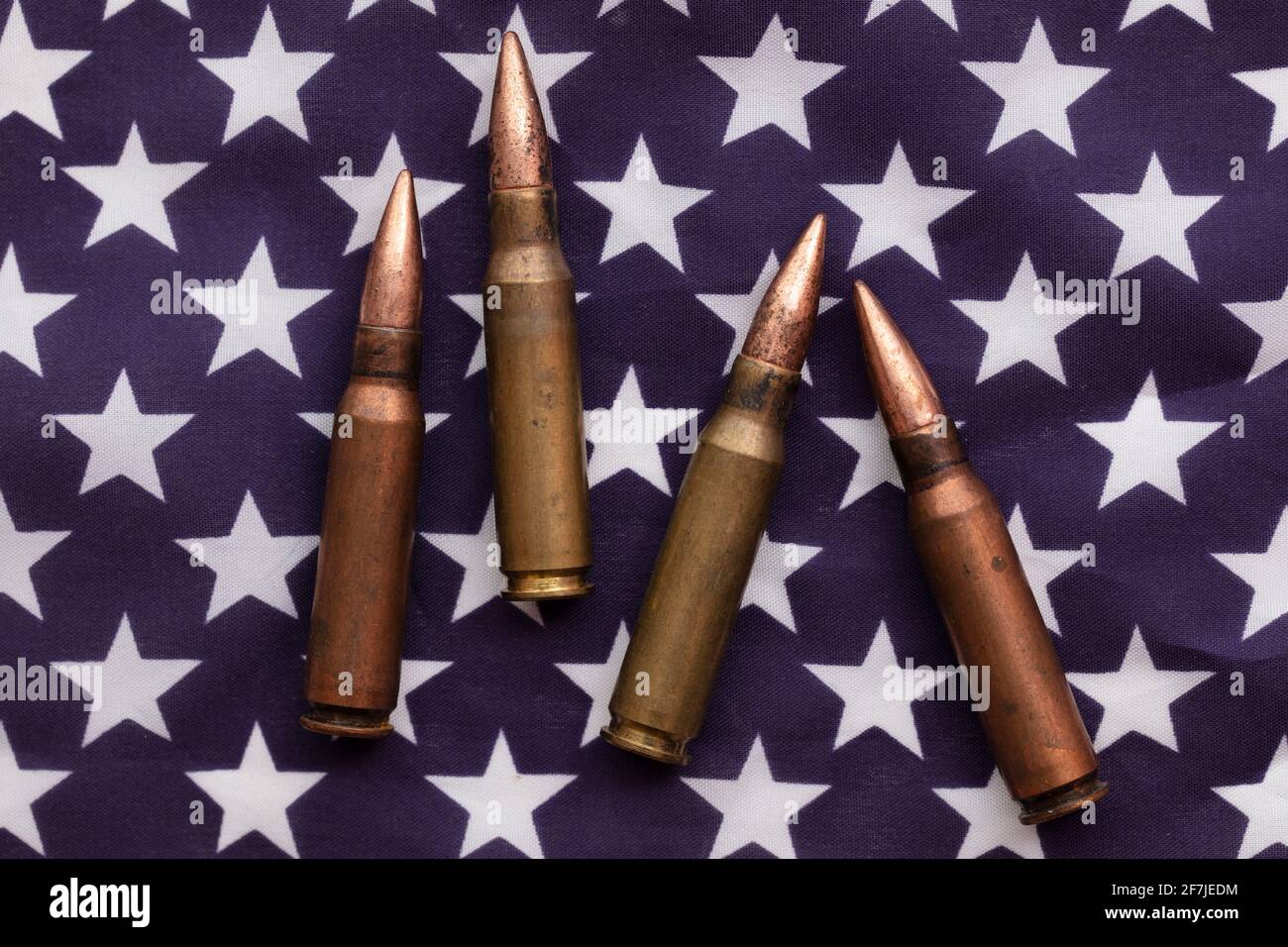 Bullet ammunition on a United states stars and stripes flag Stock Photo ...