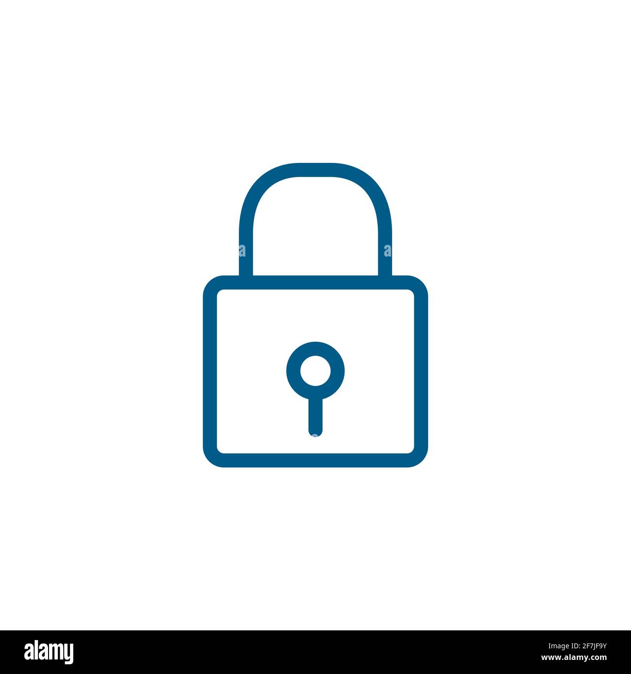 Lock Line Blue Icon On White Background. Blue Flat Style Vector ...