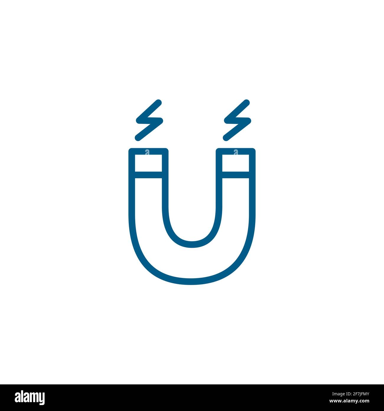 Magnet Line Blue Icon On White Background. Blue Flat Style Vector ...