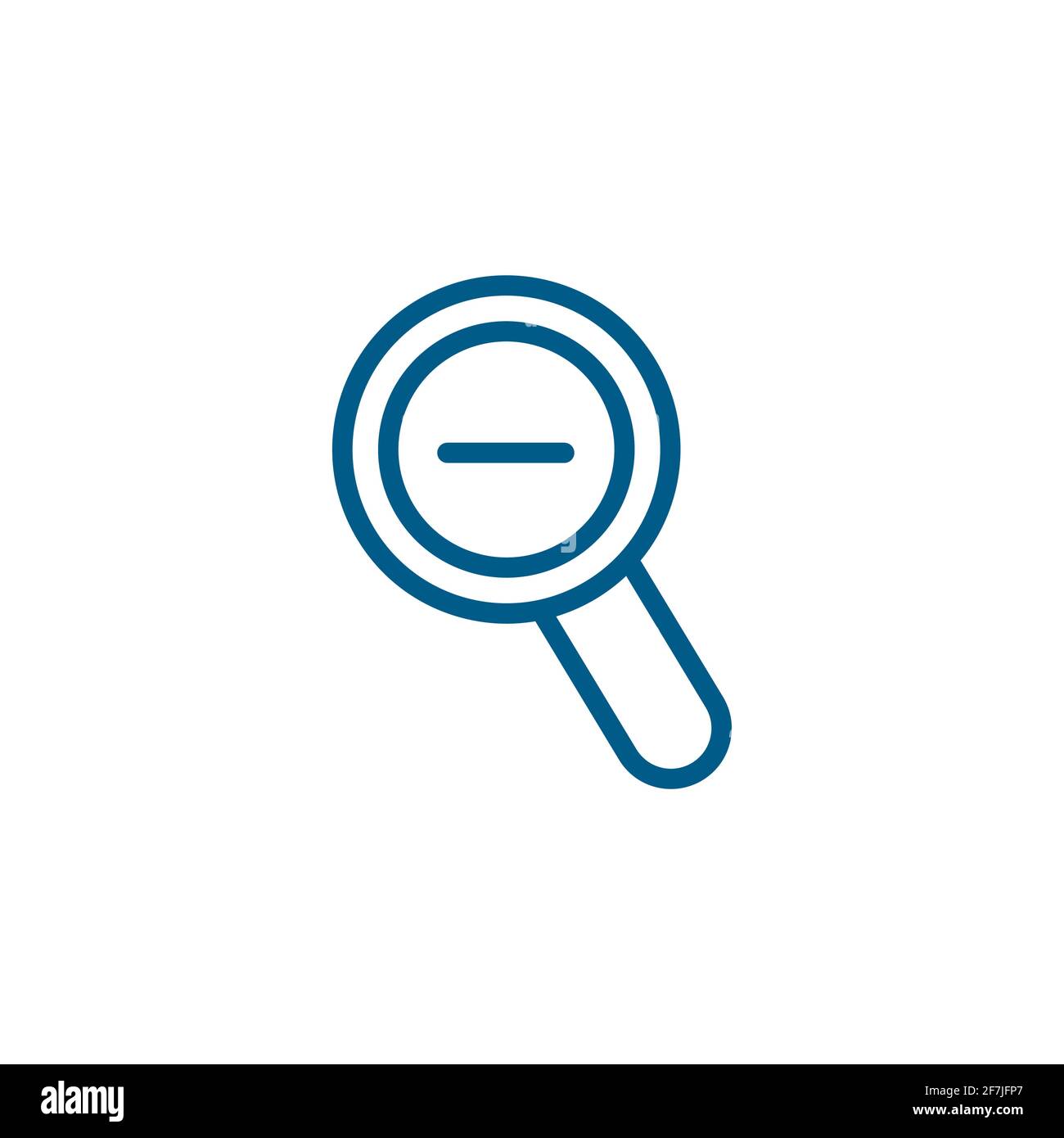 Magnifying Glass Minus Line Blue Icon On White Background. Blue Flat ...