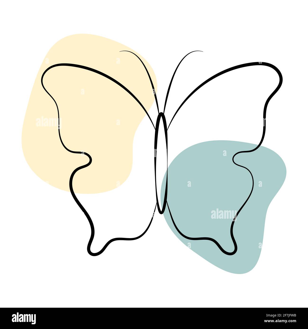 Beautiful Butterfly In Line Art Style With Abstract Shapes. Vector Logo ...