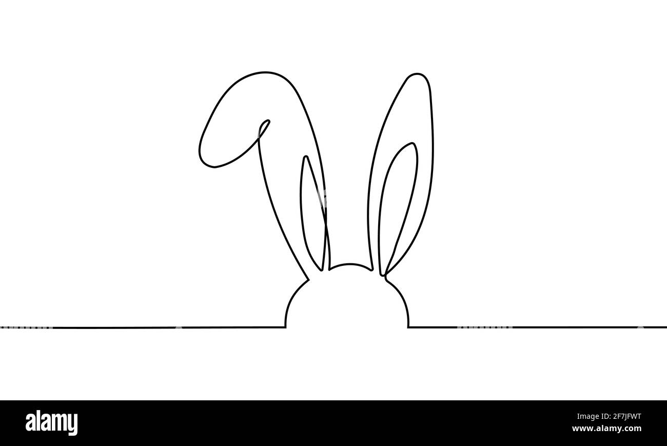 Easter Bunny Continuous One Line Drawing. Minimalist Hand Drawn ...