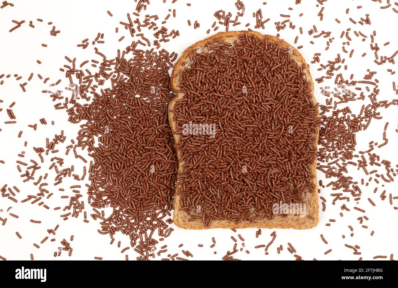Typical dutch chocolate sprinkles (hagelslag), used on bread, cake or ...