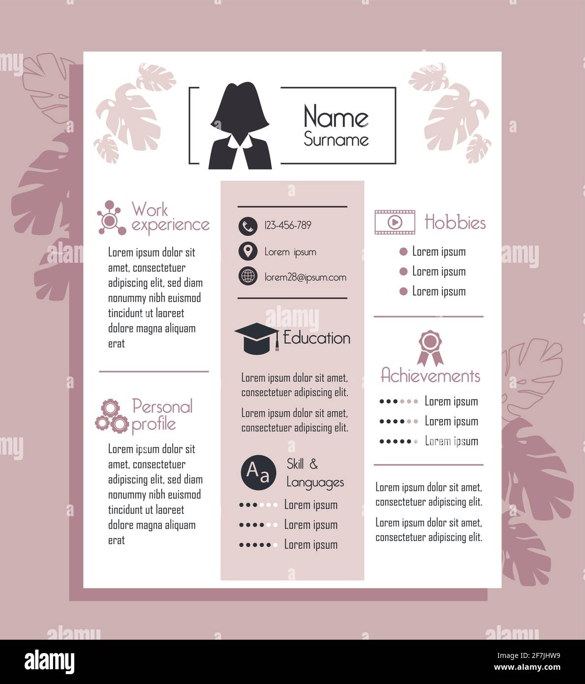 female cv template Stock Vector Image & Art - Alamy