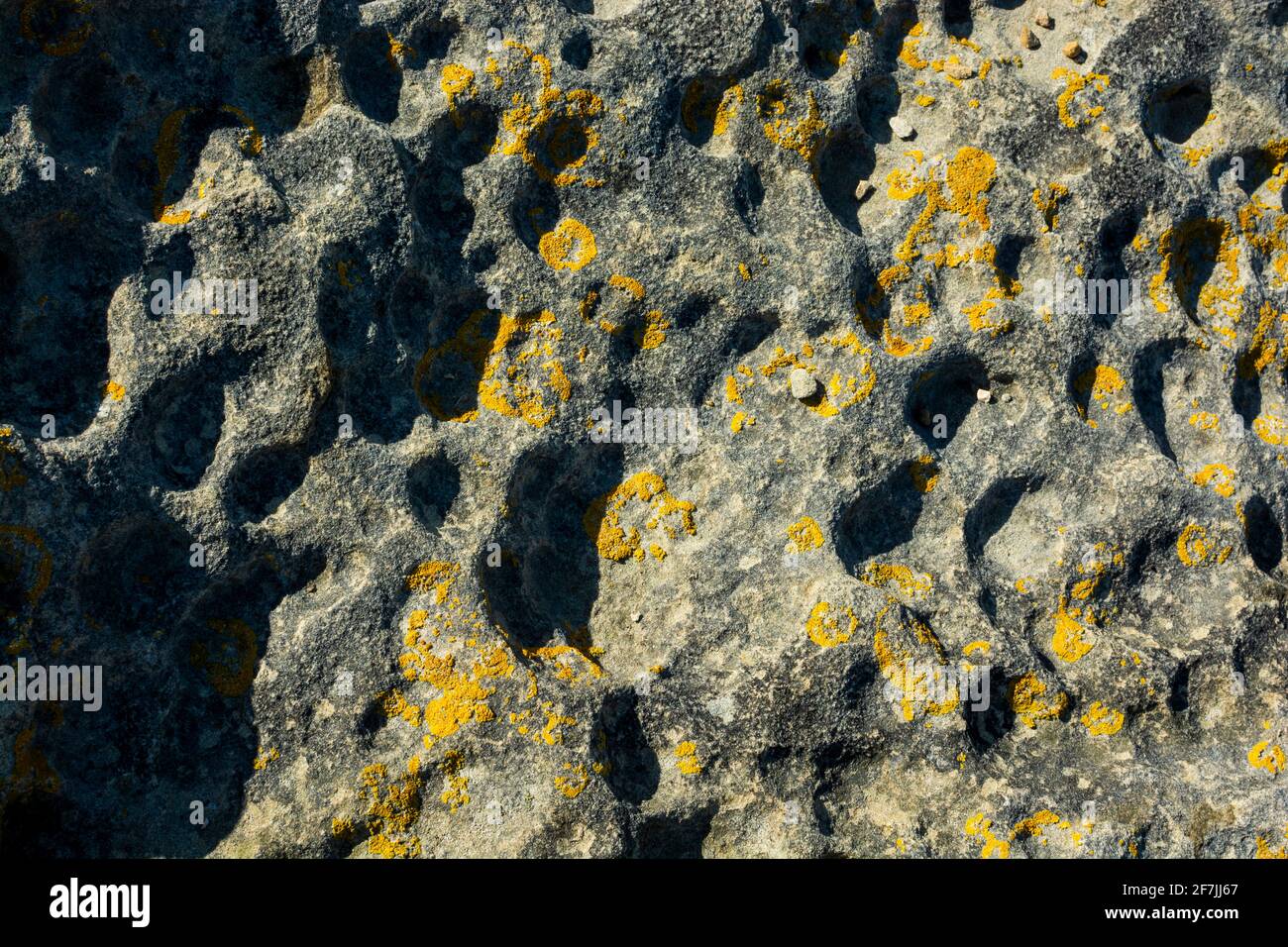 Rock formations of sandstone and other materials on the coast of the ...