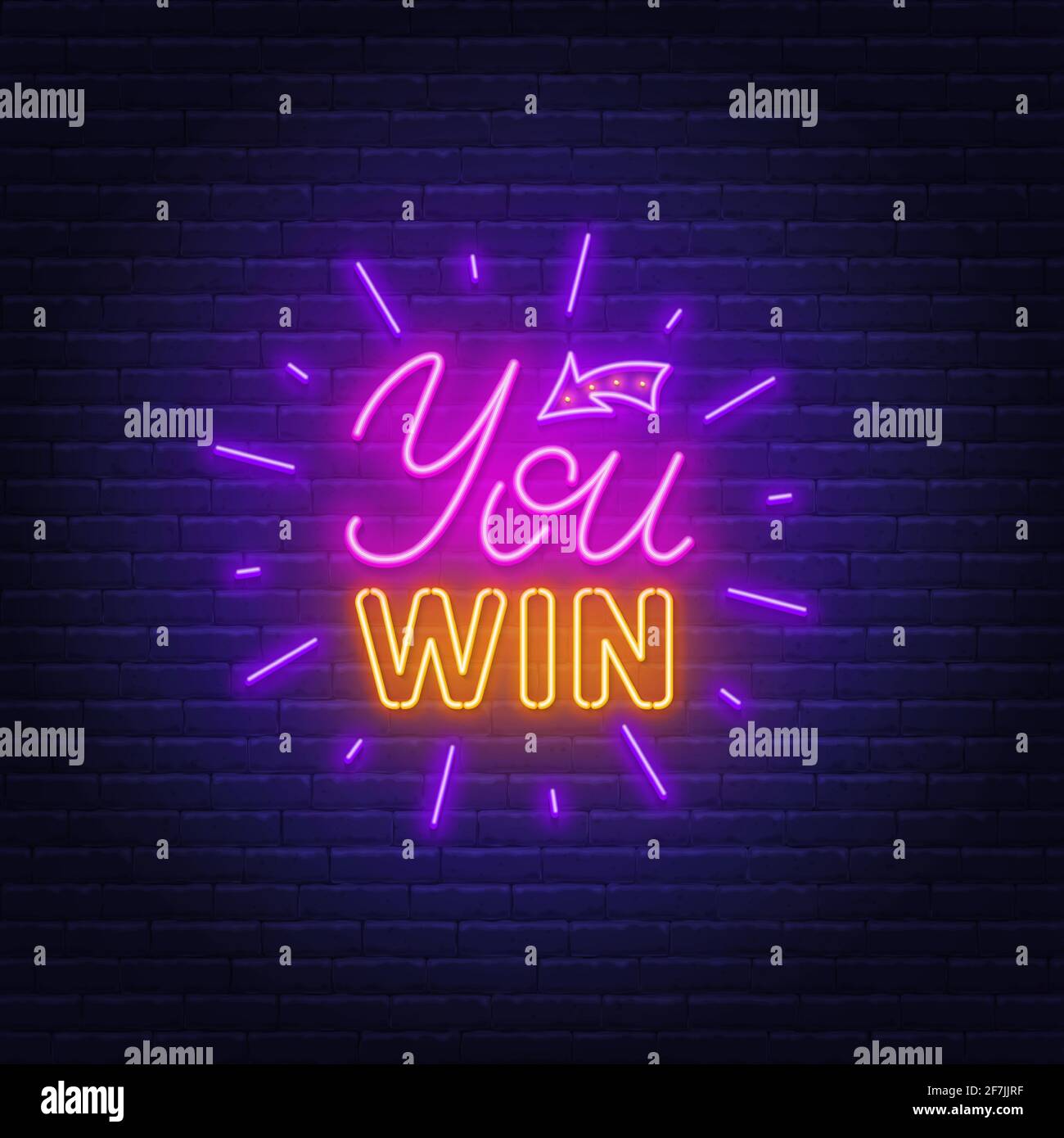 You win neon sign on a brick wall background Stock Vector Image & Art ...