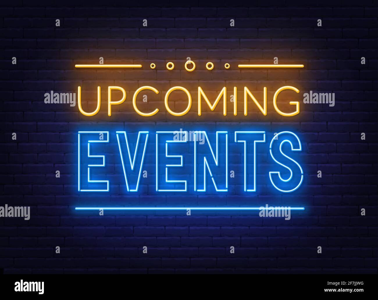 Upcoming Events neon sign on brick wall background Stock Vector Image ...