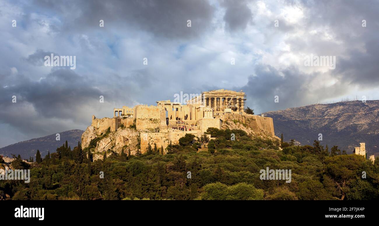 Athens, Greece. Acropolis and Parthenon temple, top landmark. Scenic ...