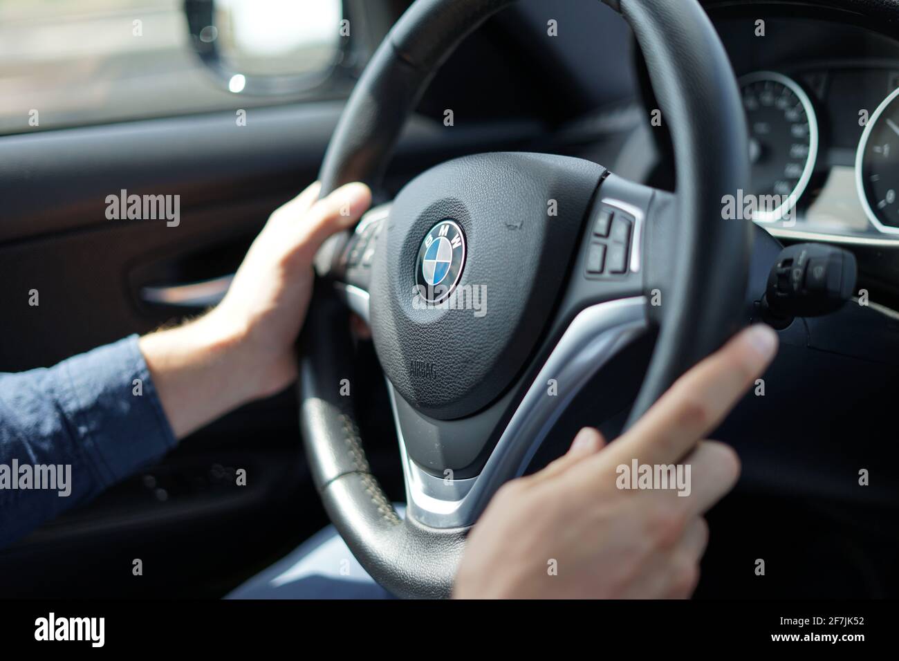 Prague, Czech Republic - August 8 2019: High class man hands holding ...