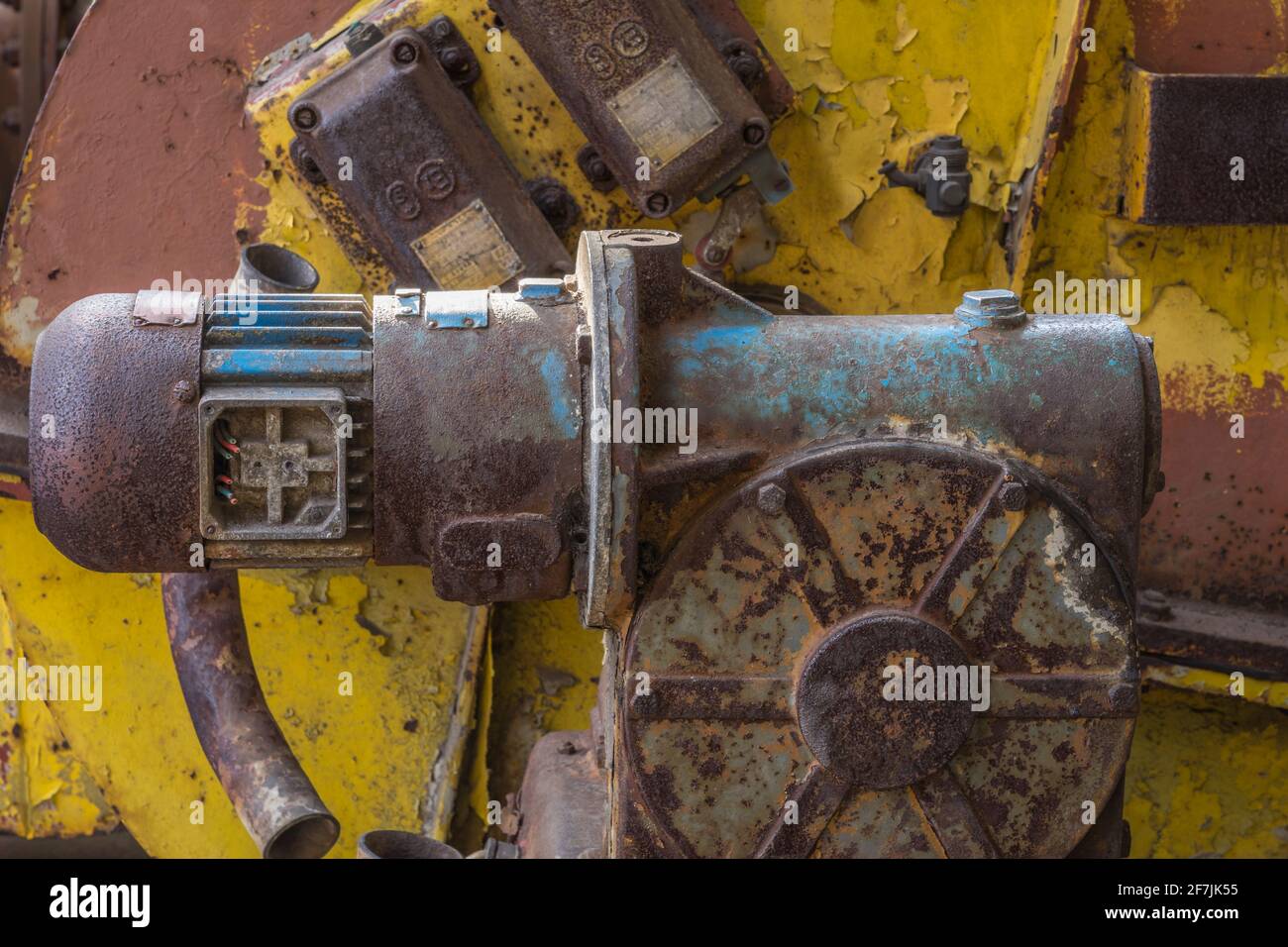 electric engine on an abandoned industrial blower machine Stock Photo ...
