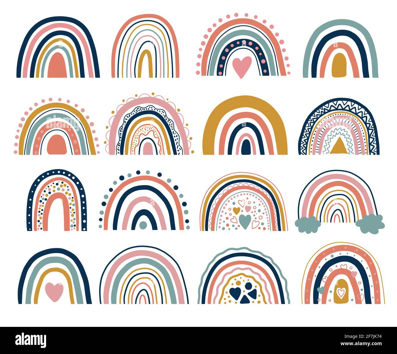 Nice neutral bohemian rainbows illustration. Trend rainbows. Boho ...
