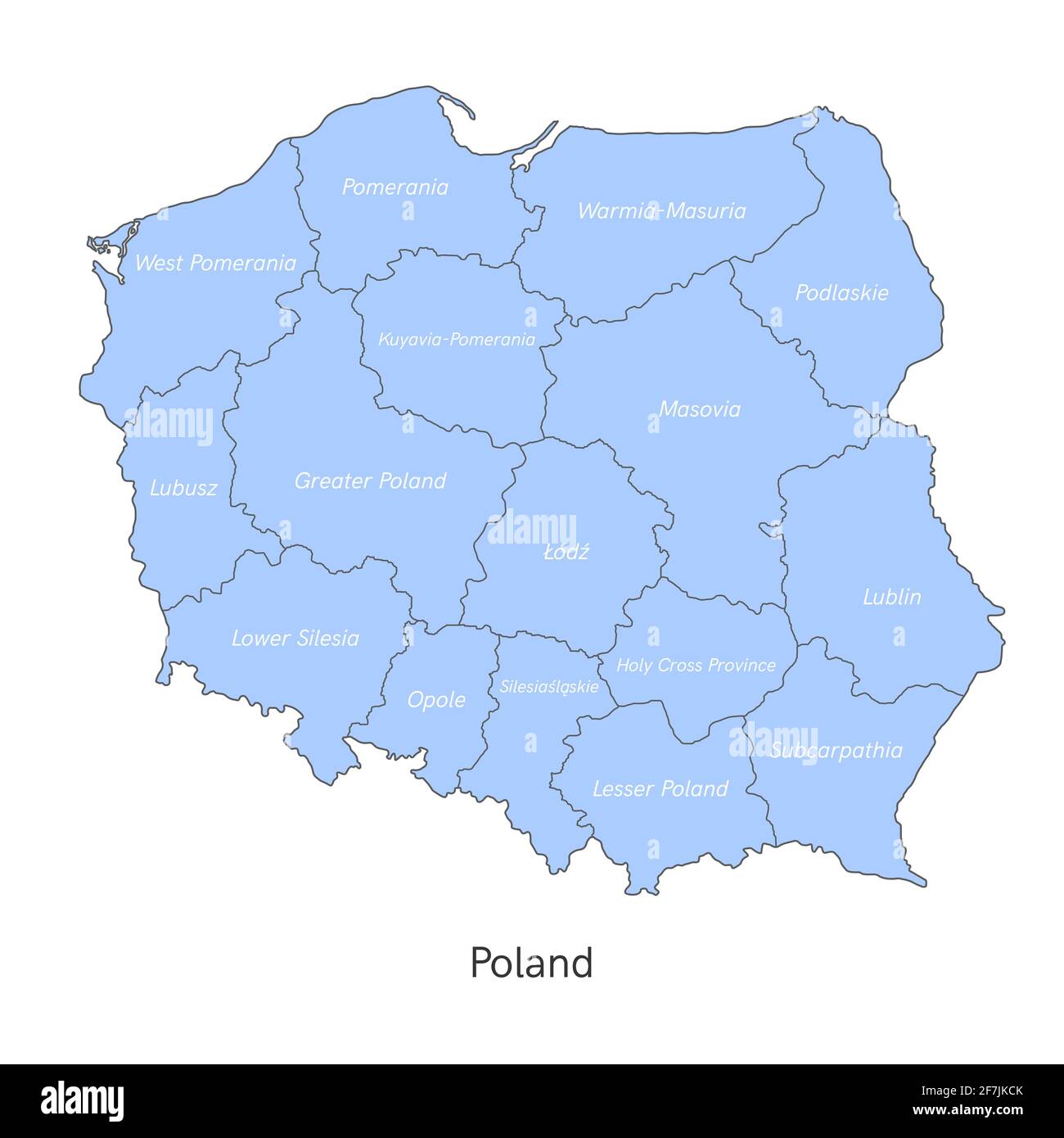 vector illustration. administrative map of Poland with regions Stock ...
