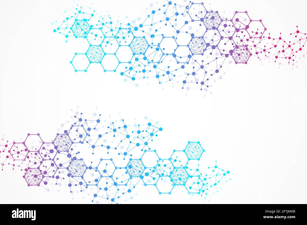Science network pattern, connecting lines and dots. Technology hexagons structure or molecular ...