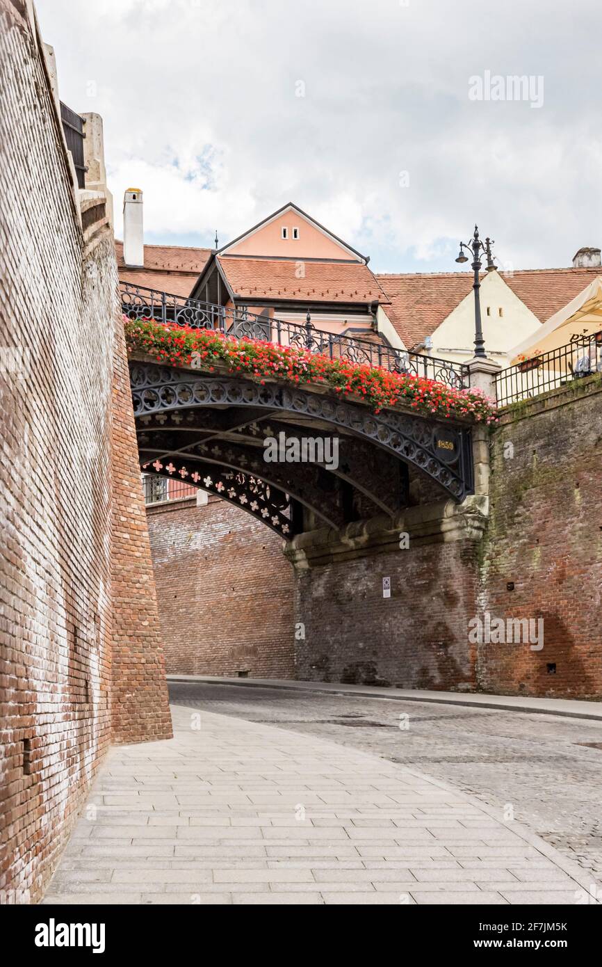 The Bridge of Lies in the historic centre of Sibiu, Romania Stock Photo ...