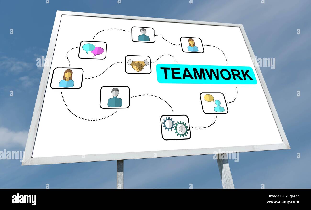 Teamwork concept drawn on a billboard Stock Photo - Alamy