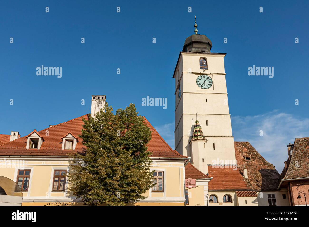 The Council Tower in the historic centre of Sibiu, Romania Stock Photo ...