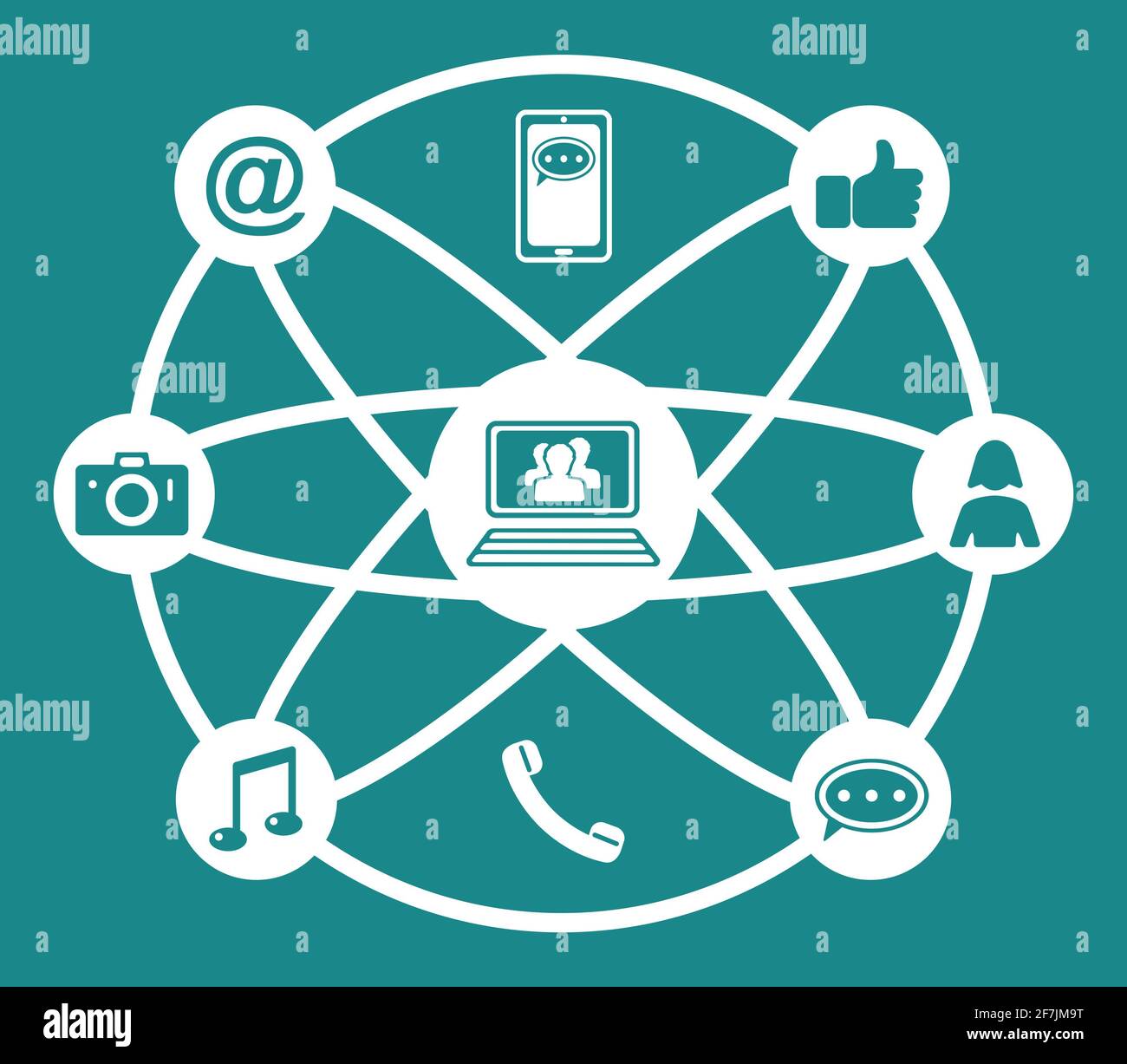 Concept of social media with connected icons Stock Photo - Alamy