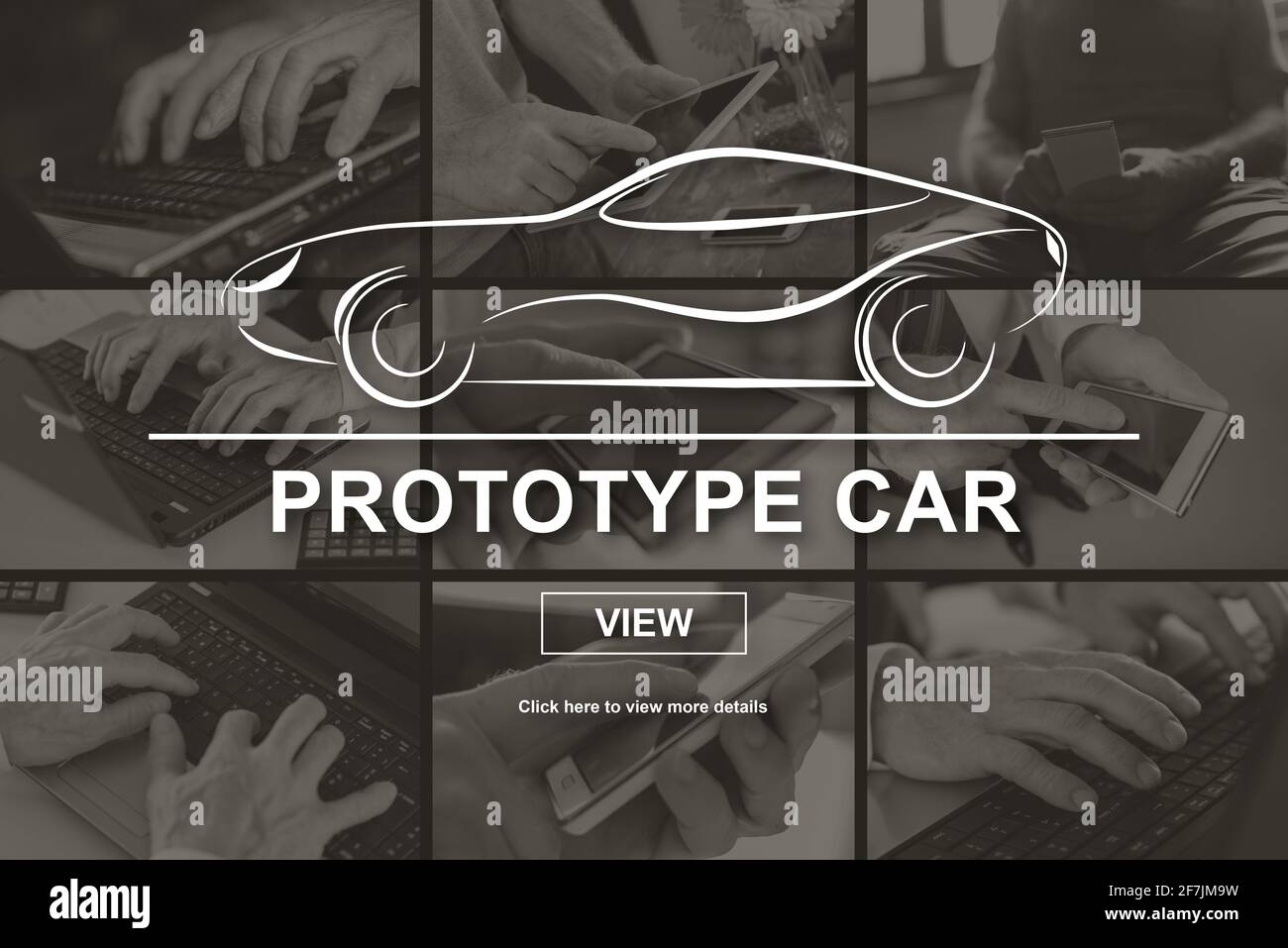 Prototype car concept illustrated by pictures on background Stock Photo ...