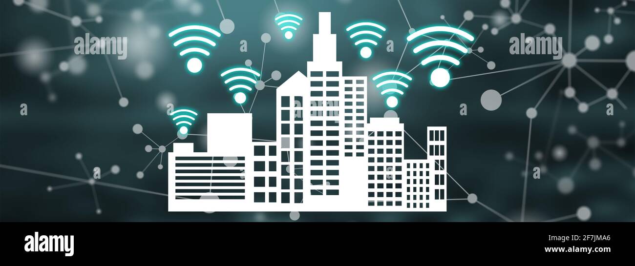 Illustration of a connected city concept Stock Photo - Alamy