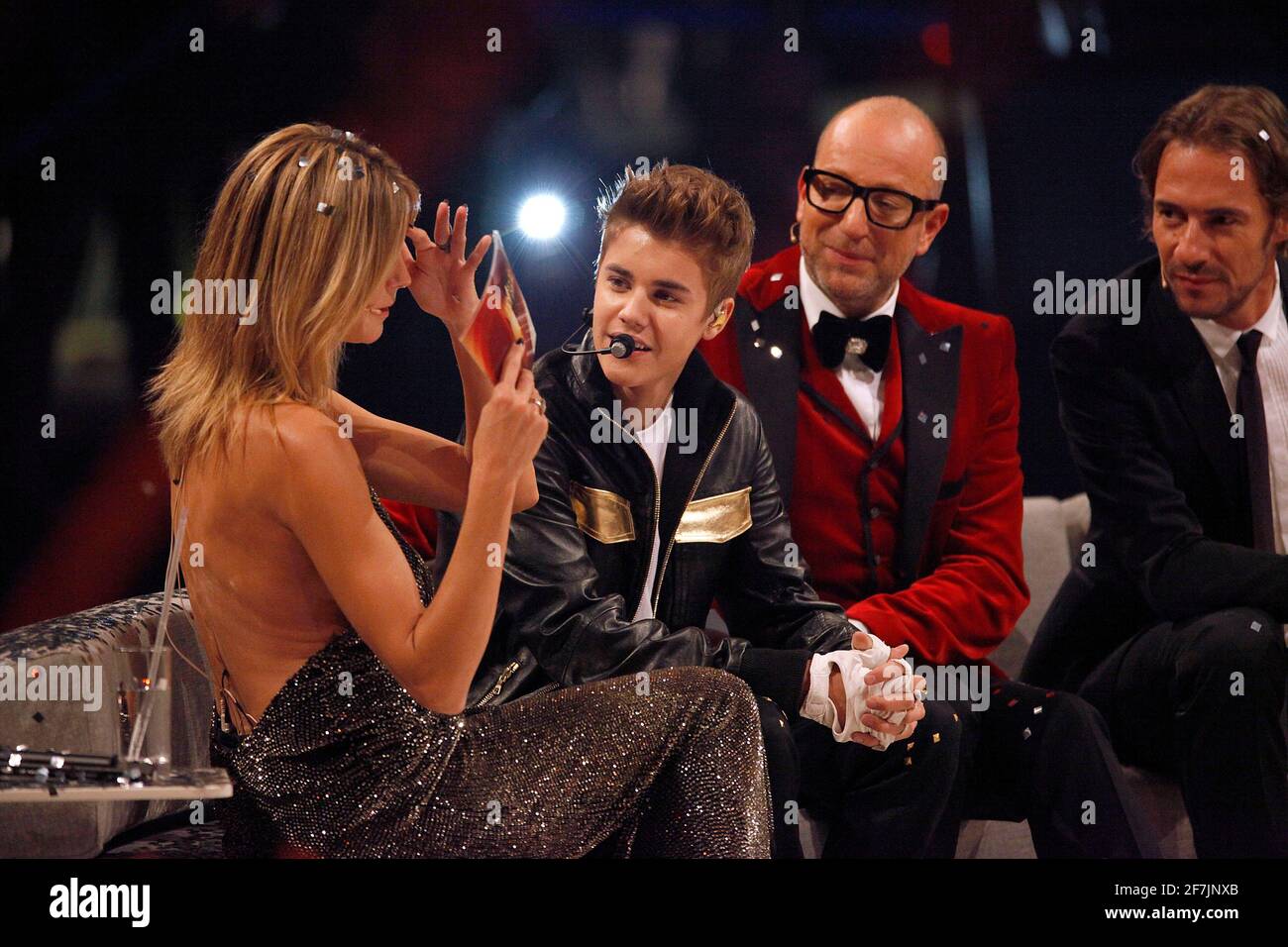 Heidi Klum, Justin Bieber, Thomas Rath and Thomas Hayo attending ...