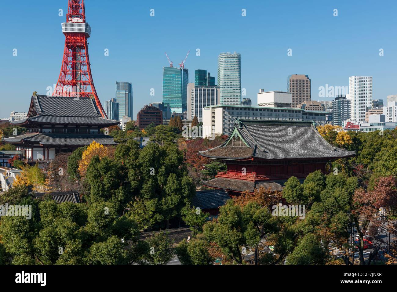 Tokyo, Japan - December 09, 2015: Japanese zojoji temple near the Tokyo ...