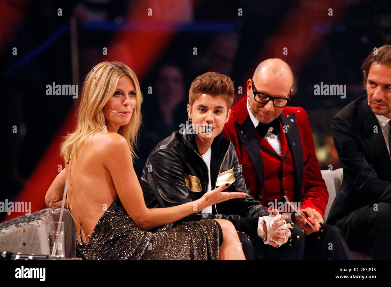 Heidi Klum, Justin Bieber, Thomas Rath and Thomas Hayo attending ...