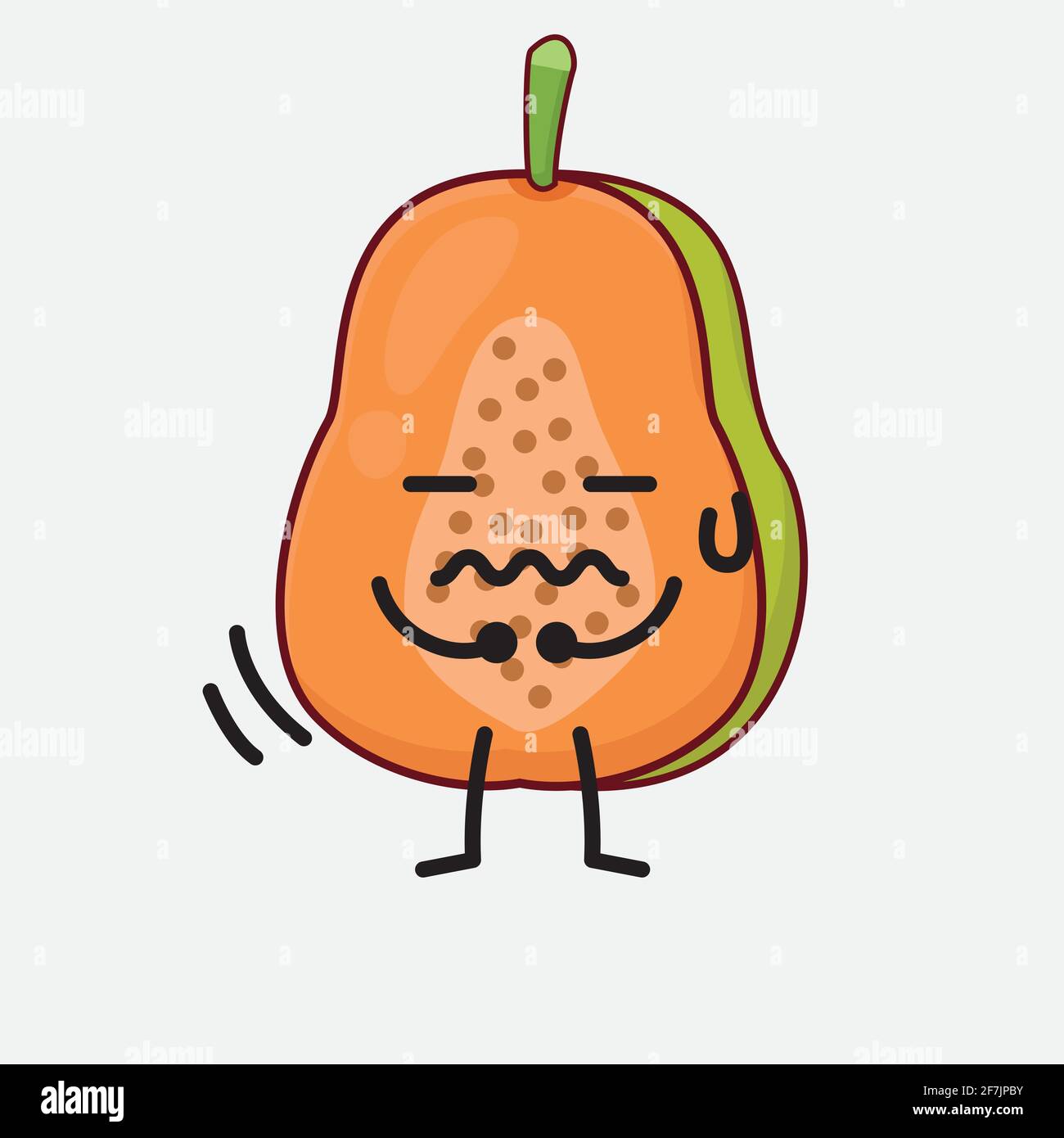 Vector Illustration of Papaya Fruit Character with cute face, simple ...