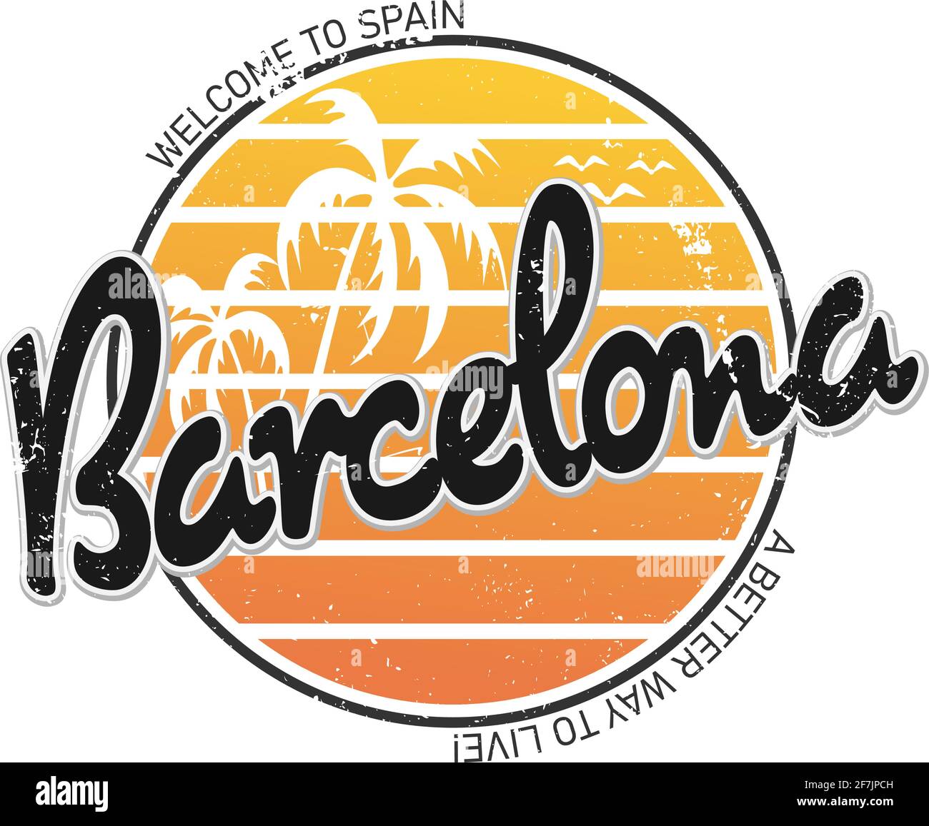 Barcelona travel print with text for t-shirt graphic and other. Vector ...