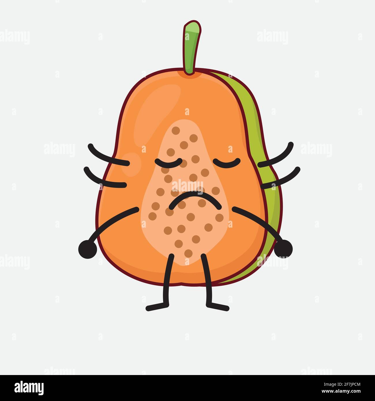 Vector Illustration of Papaya Fruit Character with cute face, simple ...