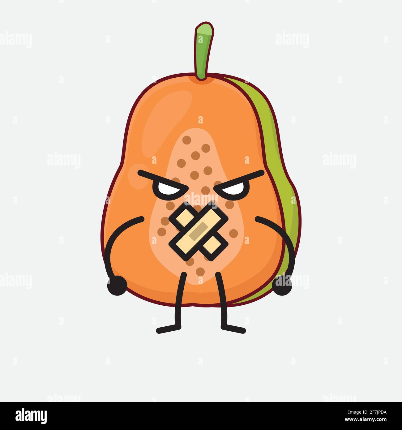 Vector Illustration of Papaya Fruit Character with cute face, simple ...