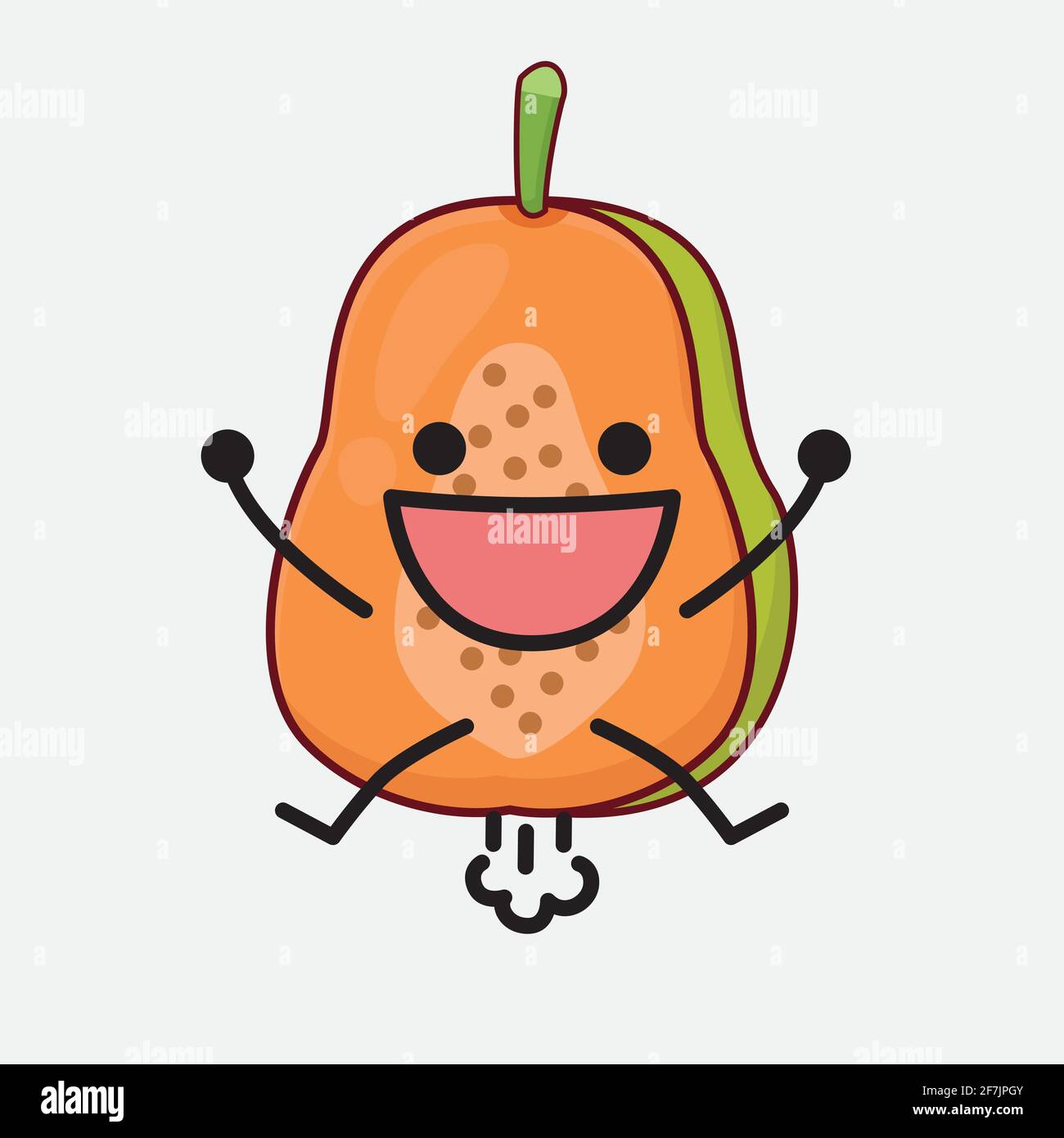 Vector Illustration of Papaya Fruit Character with cute face, simple ...