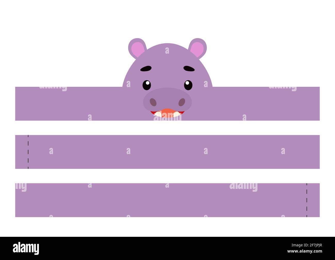 Printable hippo paper crown. Party headband die cut template for ...