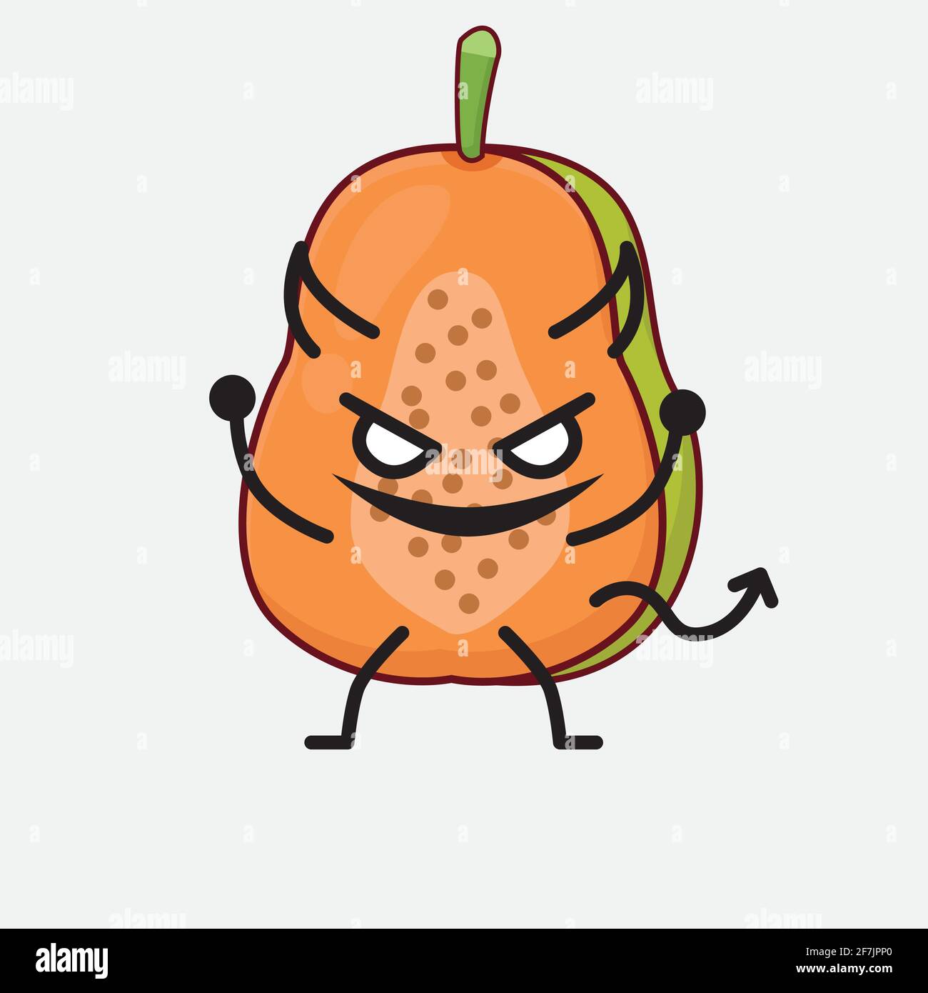 Vector Illustration of Papaya Fruit Character with cute face, simple ...
