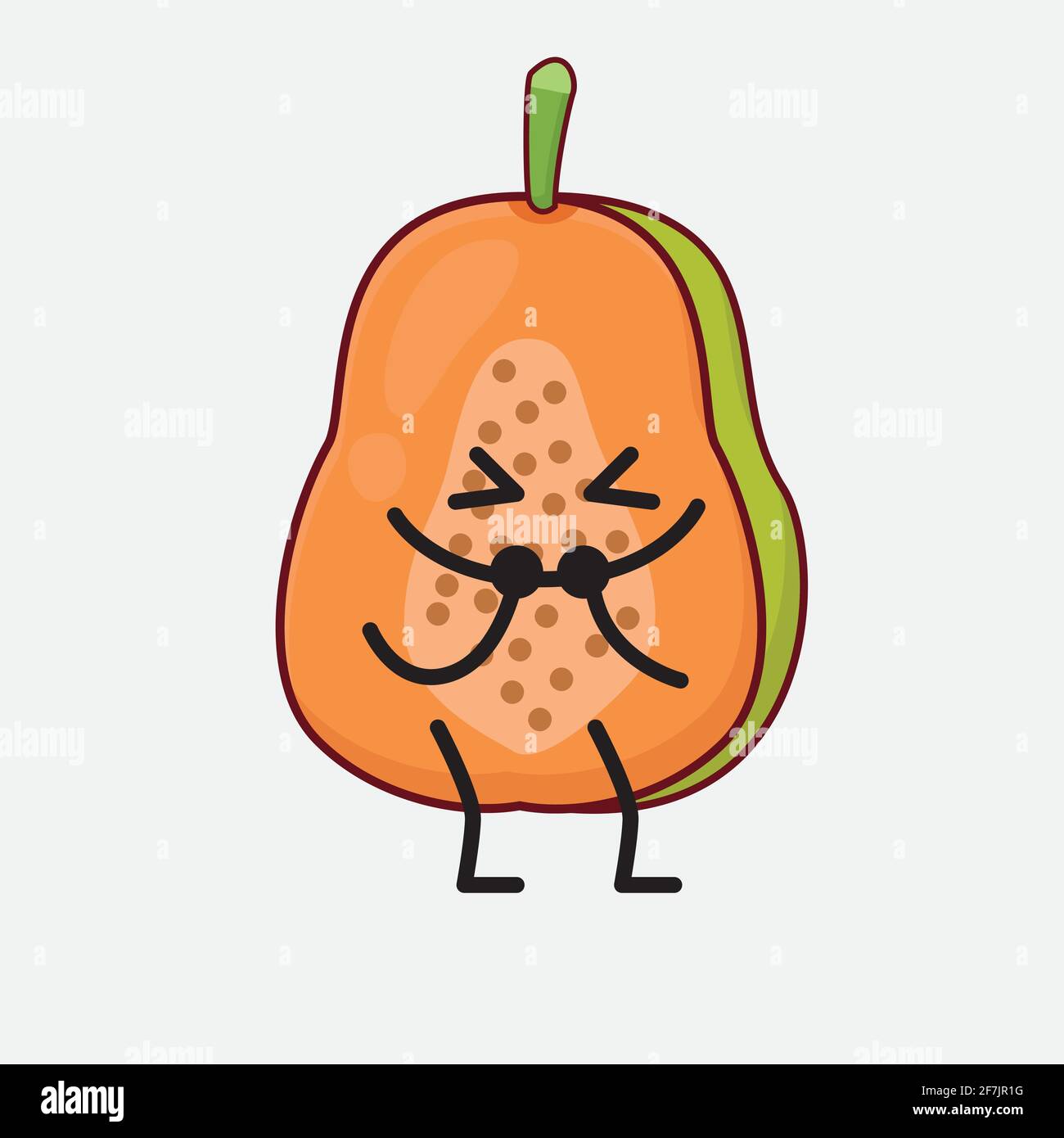 Vector Illustration of Papaya Fruit Character with cute face, simple ...