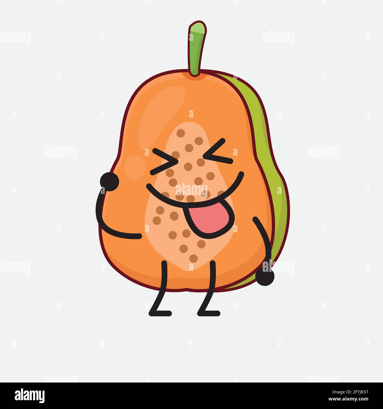 Vector Illustration of Papaya Fruit Character with cute face, simple ...