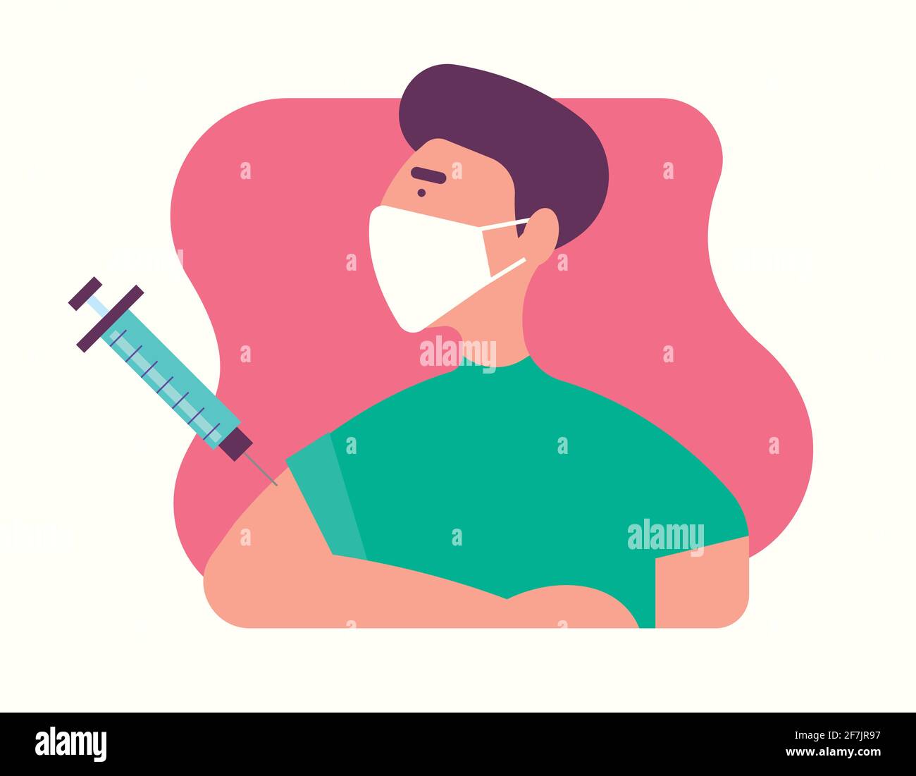 Coronavirus Vaccination for people. A man wear protective face mask and ...