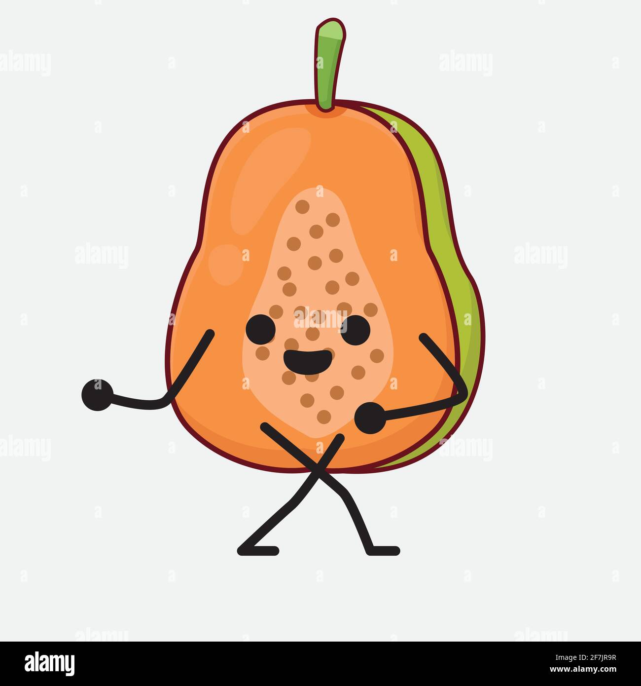 Vector Illustration of Papaya Fruit Character with cute face, simple ...