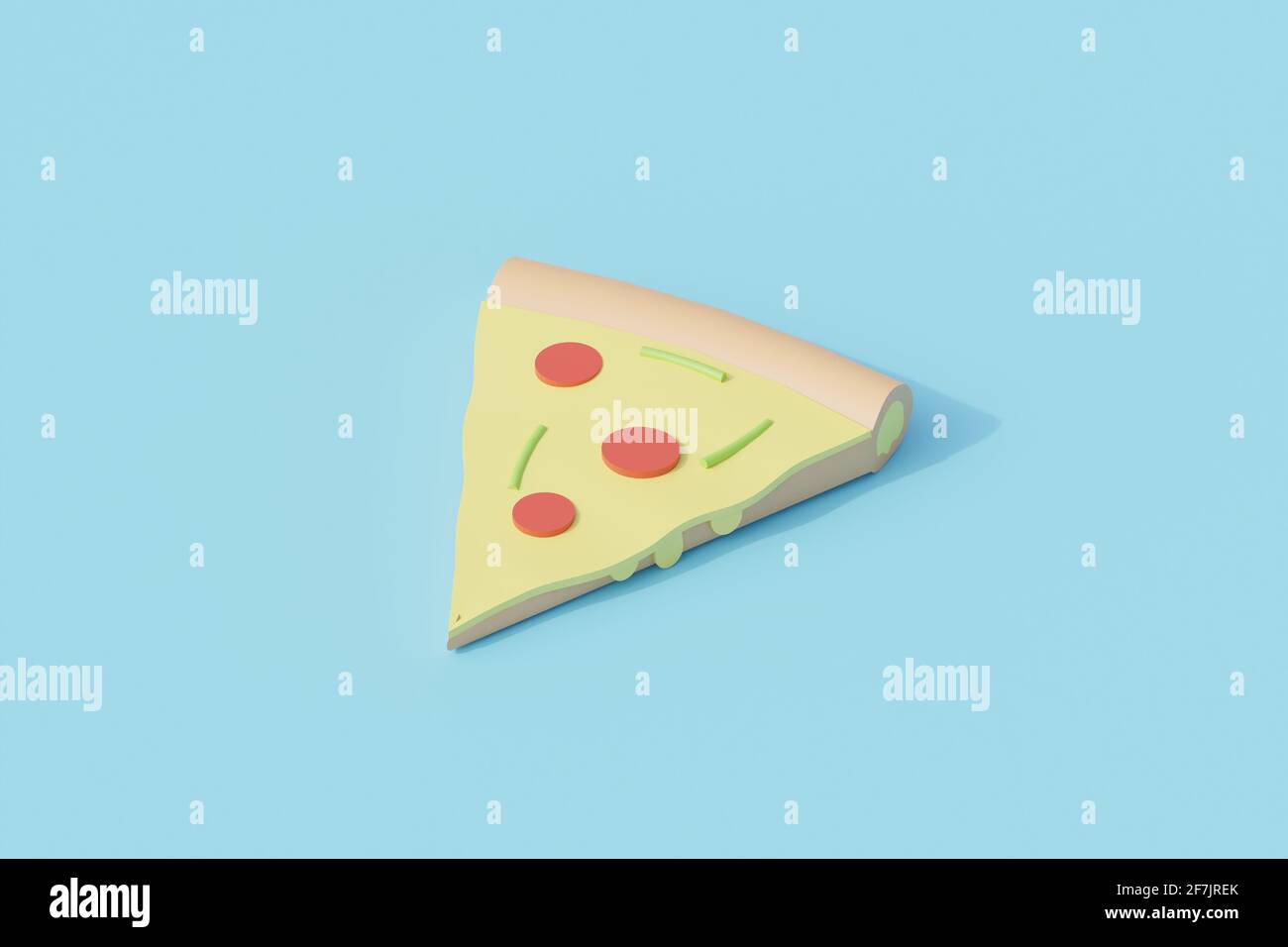 sliced pizza single isolated object. 3d render illustration with ...