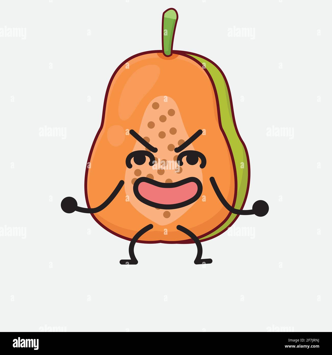 Vector Illustration of Papaya Fruit Character with cute face, simple ...
