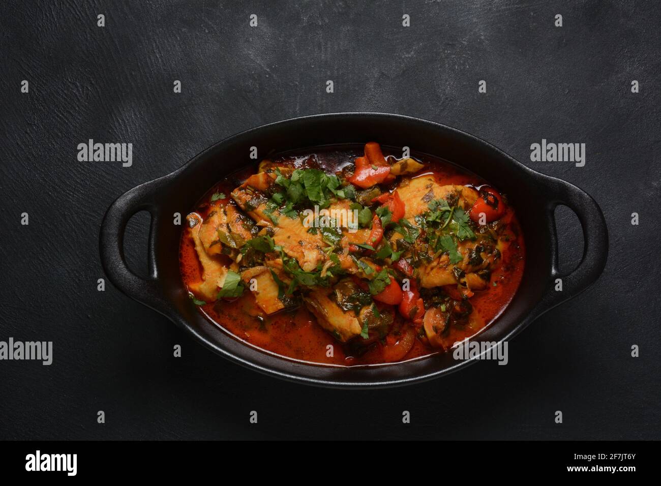 Moroccan fish with chermoula, red peppers and preserved lemon. Spicy ...