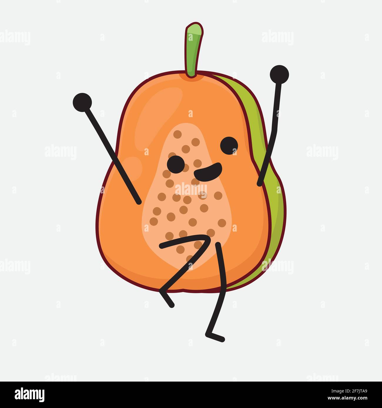 Vector Illustration of Papaya Fruit Character with cute face, simple ...