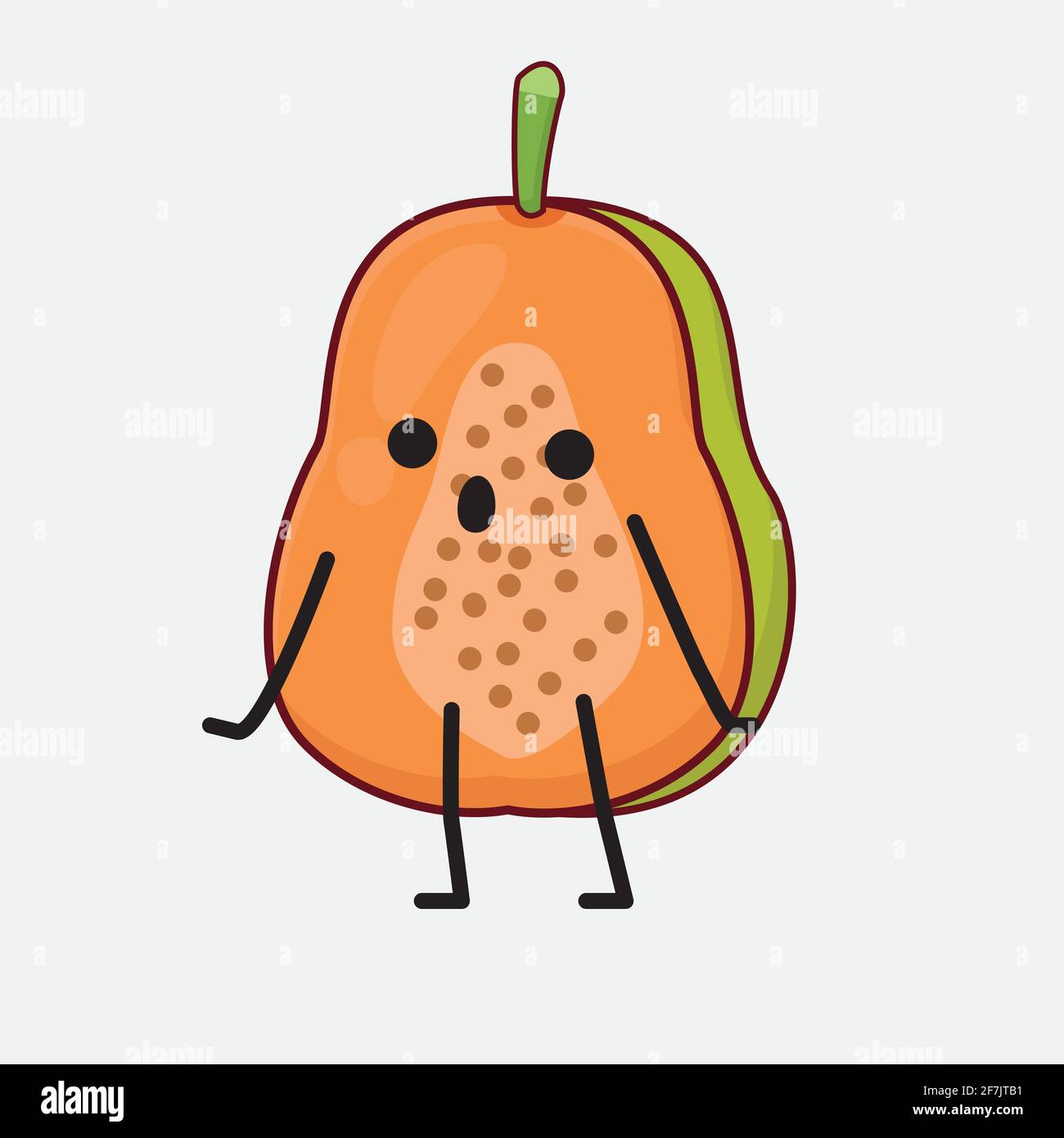 Vector Illustration of Papaya Fruit Character with cute face, simple ...