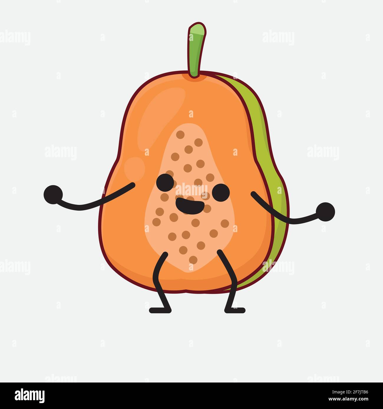 Vector Illustration of Papaya Fruit Character with cute face, simple ...