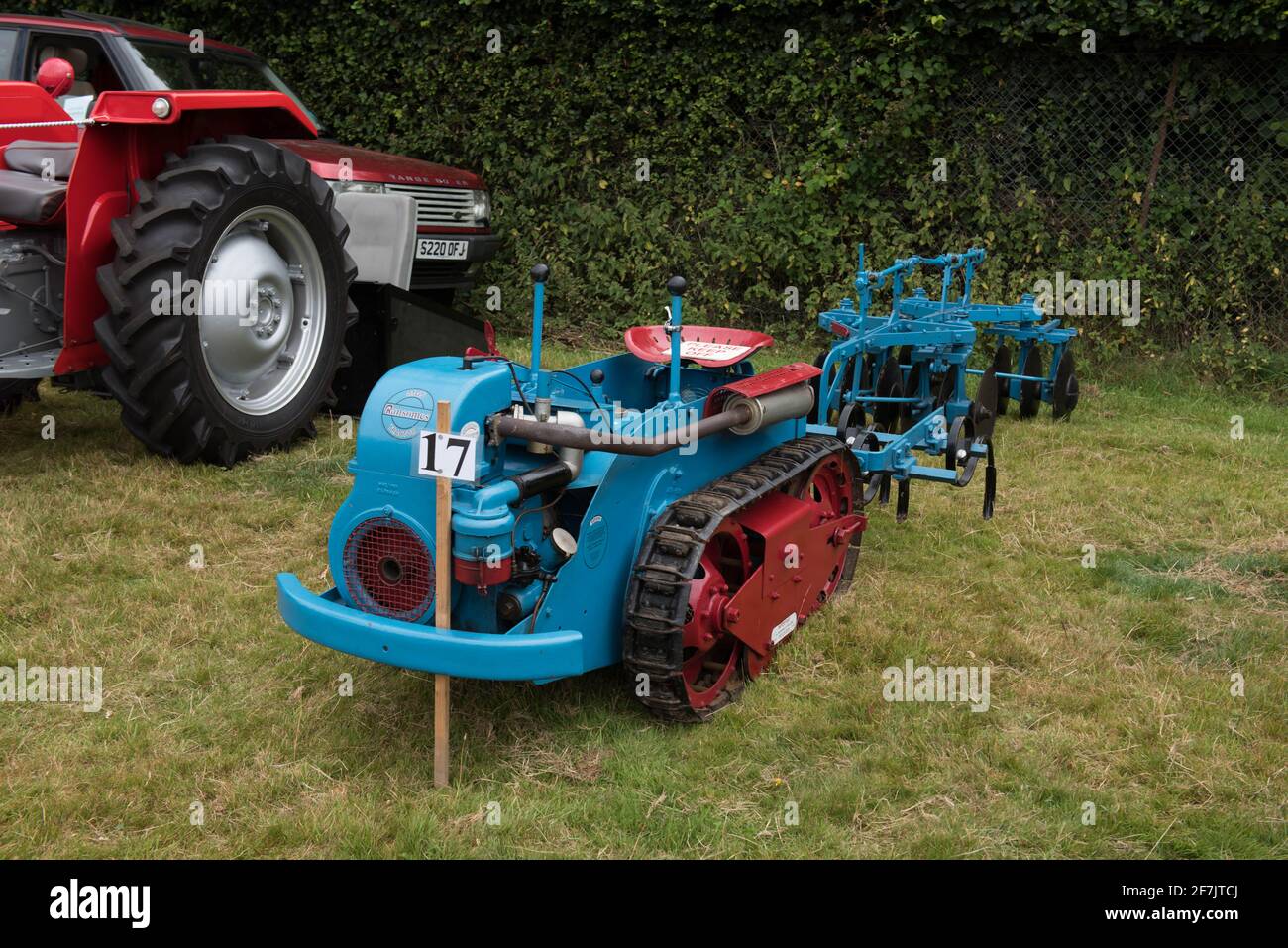 Vintage Blue Ransomes MG5 Crawler Tractor and Plough at Chagford ...